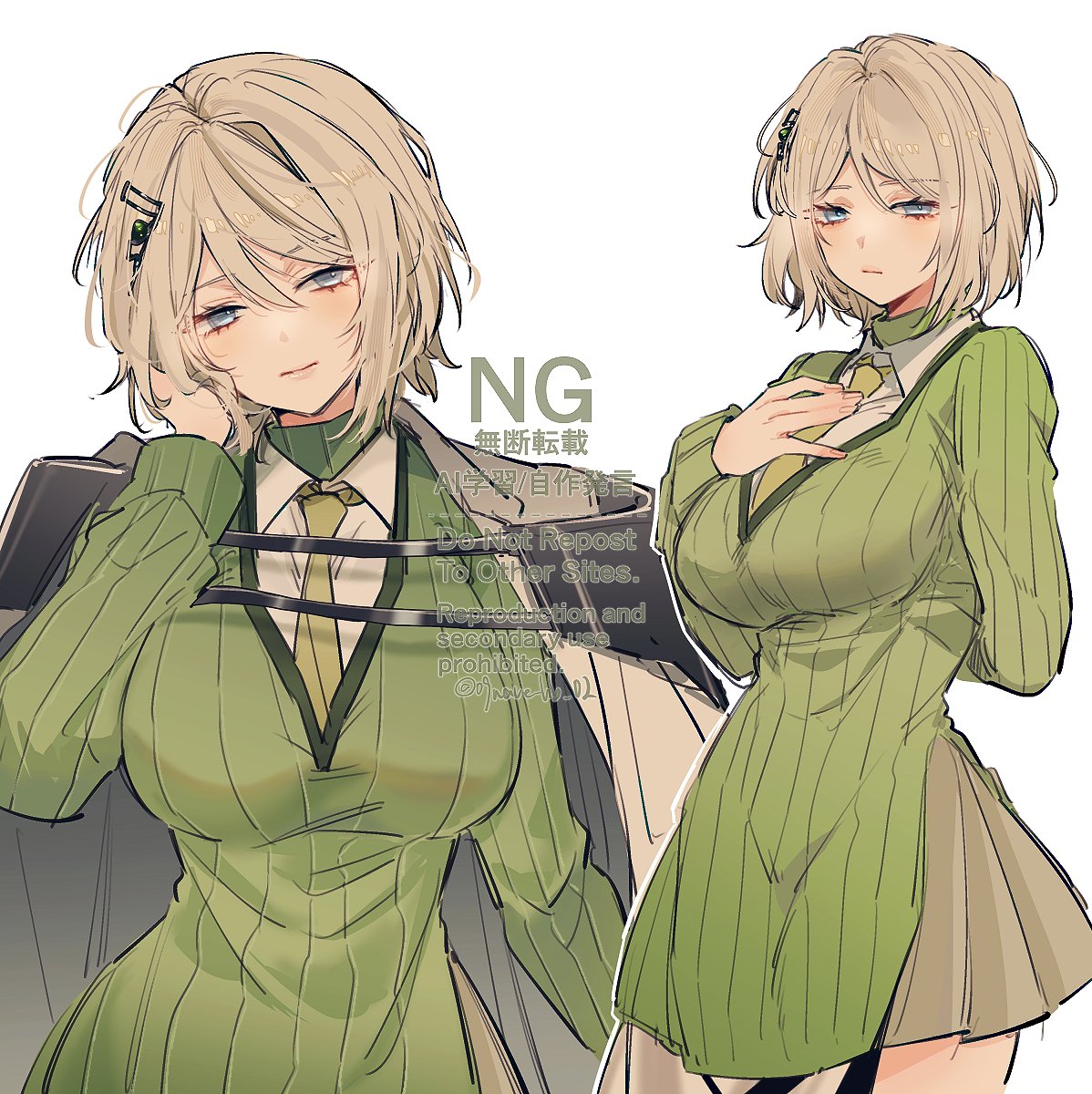 Safebooru - 1girl arm behind back blue eyes breasts closed mouth coat coat on shoulders collared ...