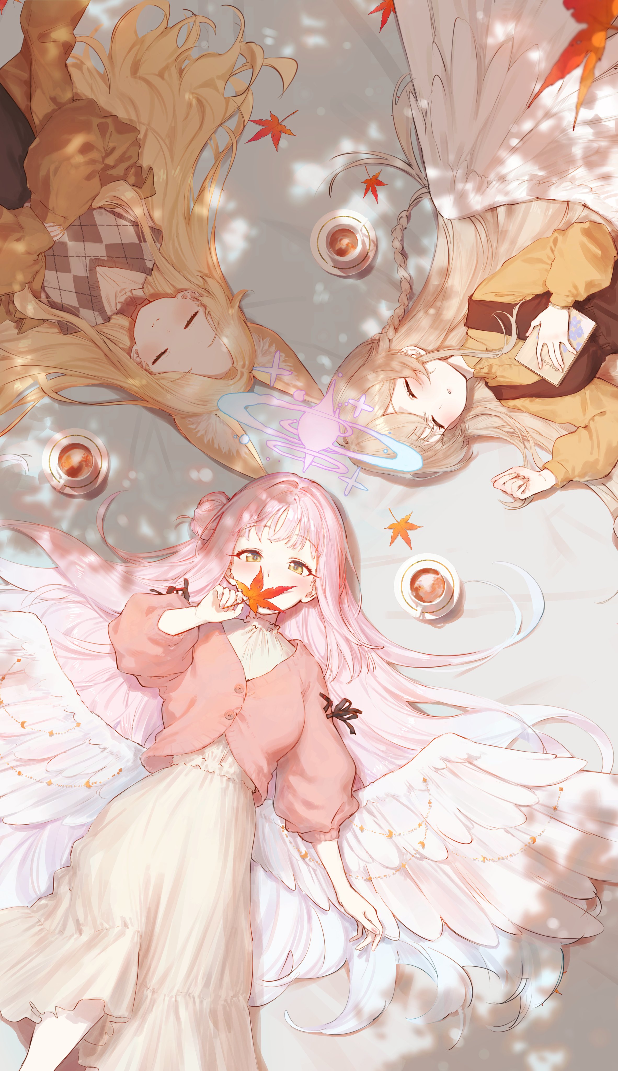 Safebooru - 3girls absurdres alternate costume angel wings animal ear fluff animal ears blonde ...