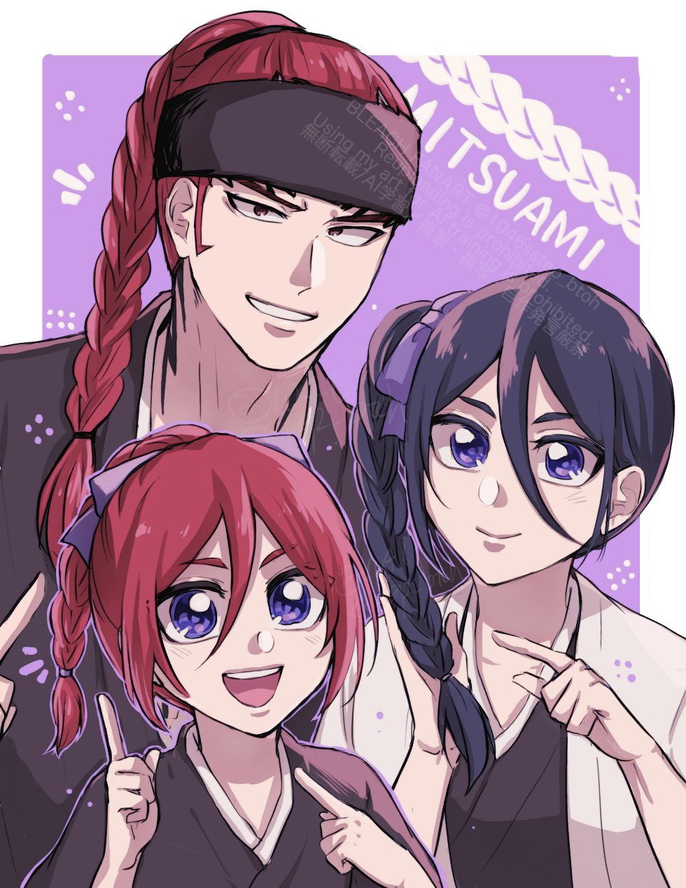 Safebooru - 1046sstep btoh 1boy 2girls abarai ichika abarai renji ...