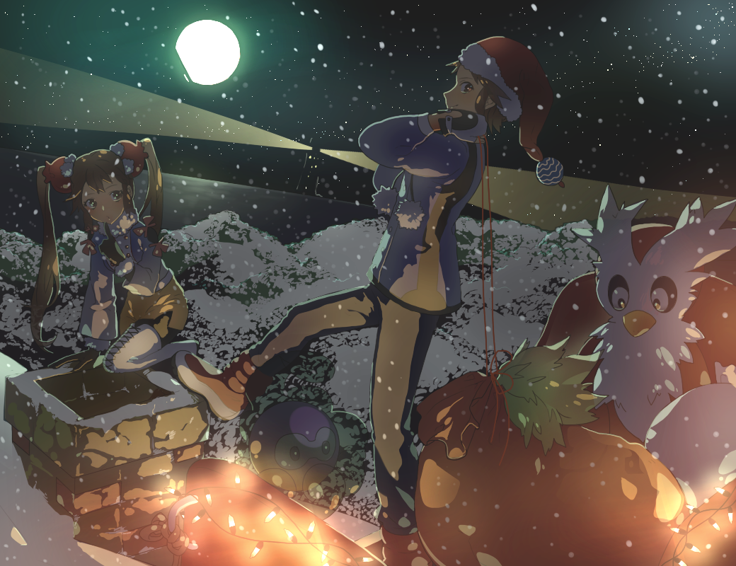 Safebooru - 1boy 1girl alternate costume bag black legwear boots bow brown eyes brown hair bun ...