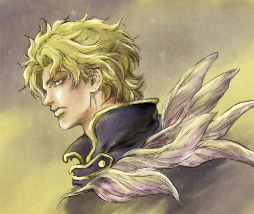 Safebooru - 1boy birthmark blonde hair dio brando face feathers from ...