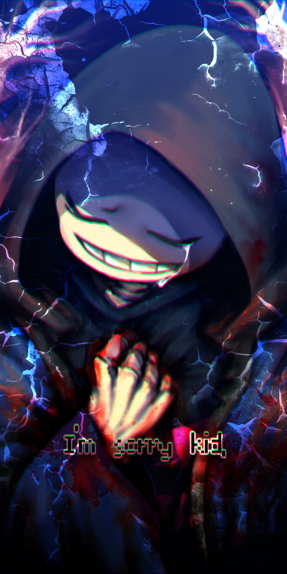 Safebooru - 1boy blood chromatic aberration closed eyes english highres ...