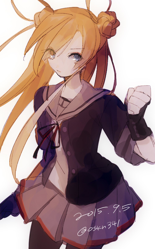 Safebooru - 1girl abukuma (kantai collection) artist name bangs bike shorts blonde hair blue ...