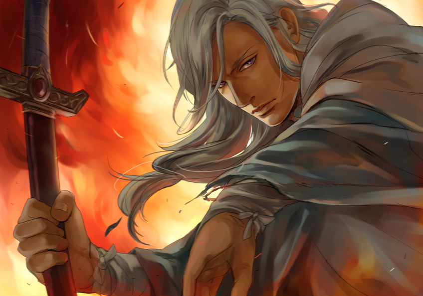Safebooru - 1boy arslan senki esterhazy long hair low ponytail narsus ...