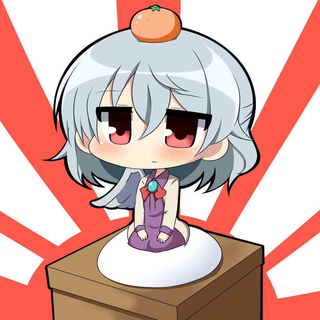 Safebooru - 1girl chibi food fruit kishin sagume mandarin orange red ...