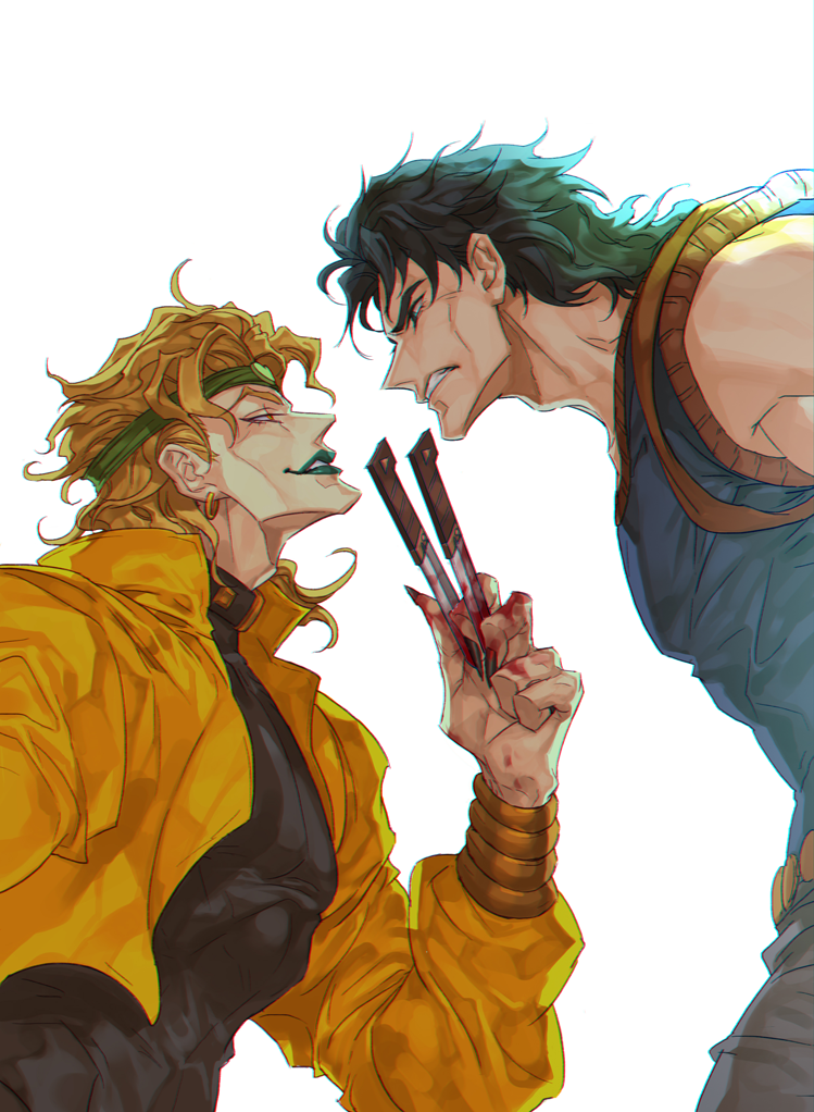 Safebooru - 2boys 9gui2 black nails blonde hair blood clenched teeth ...