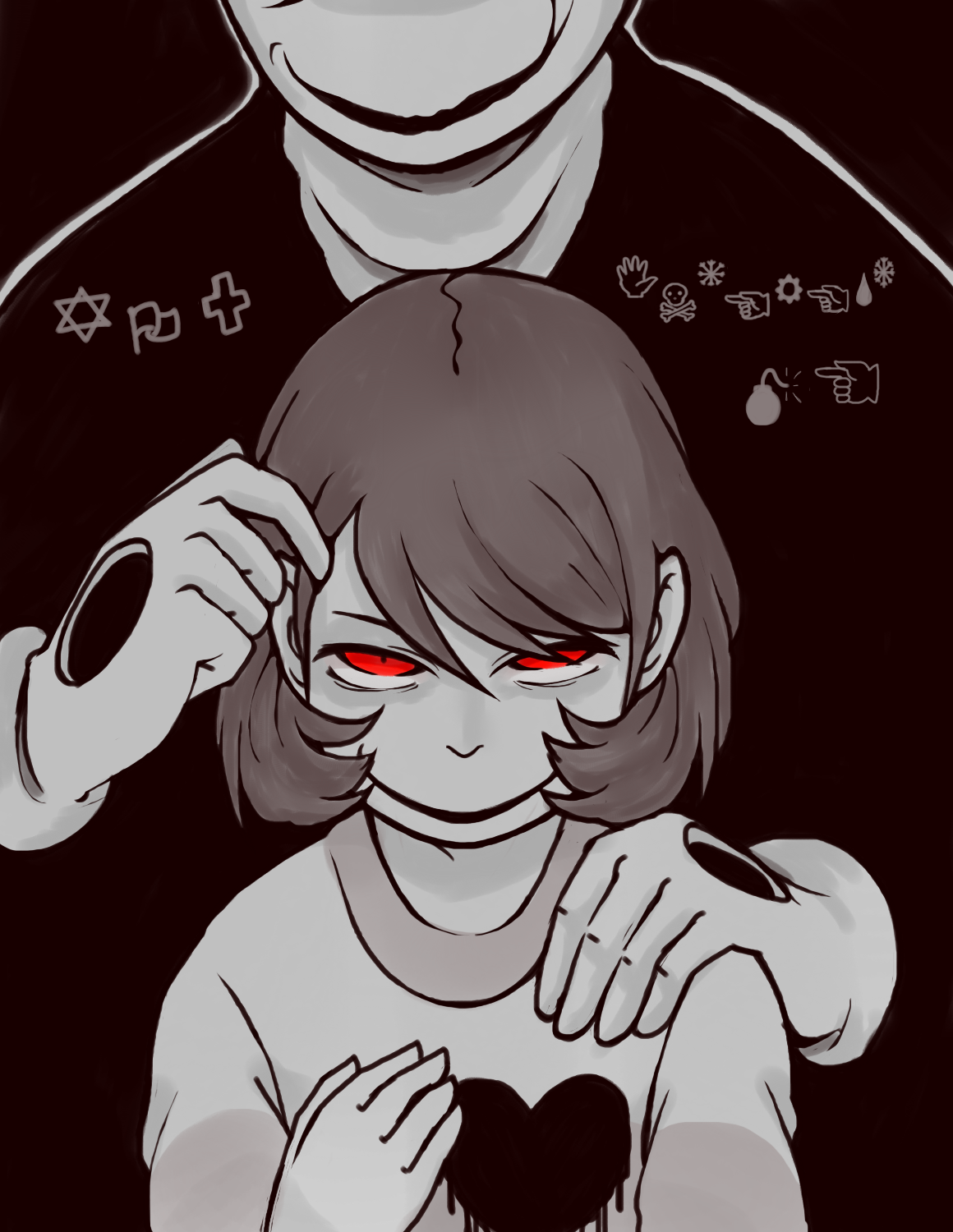 Safebooru - 1boy androgynous brown hair chara (undertale) evil smile ...
