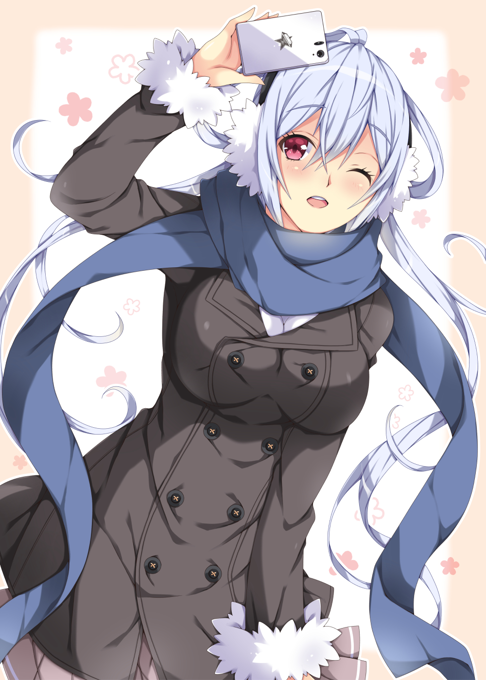 Safebooru - 1girl ahoge alternate costume blue scarf blush breasts ...