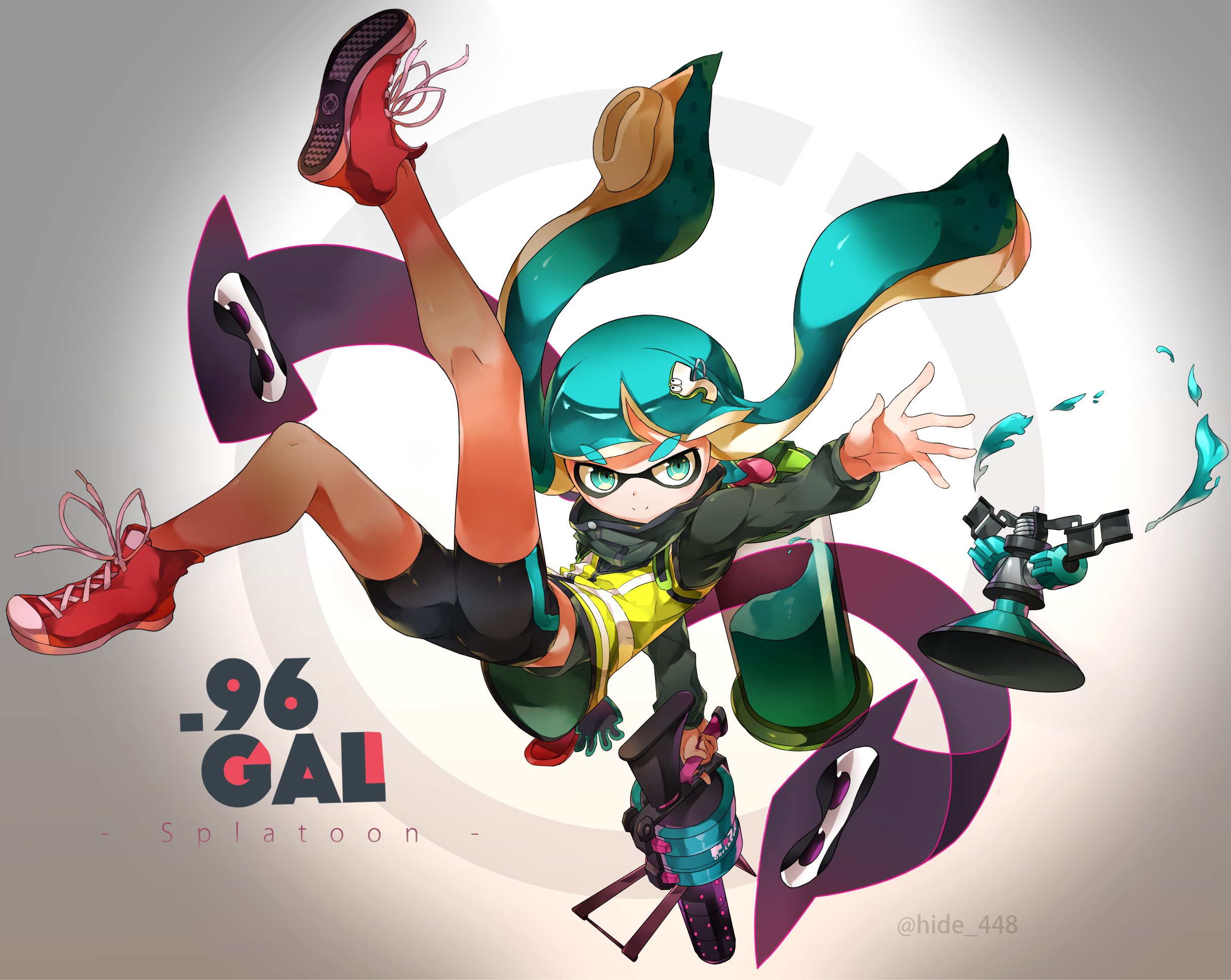 Safebooru - 1girl agent 3 aqua eyes aqua hair bike shorts copyright ...