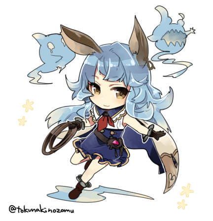 Safebooru - 1girl :3 animal ears black gloves blue hair blue skirt ...