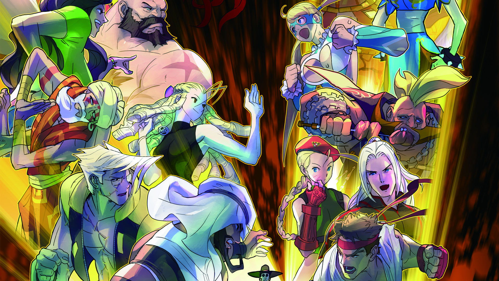 Safebooru - 5girls 6+boys alternate costume beard bengus beret birdie (street fighter) black ...