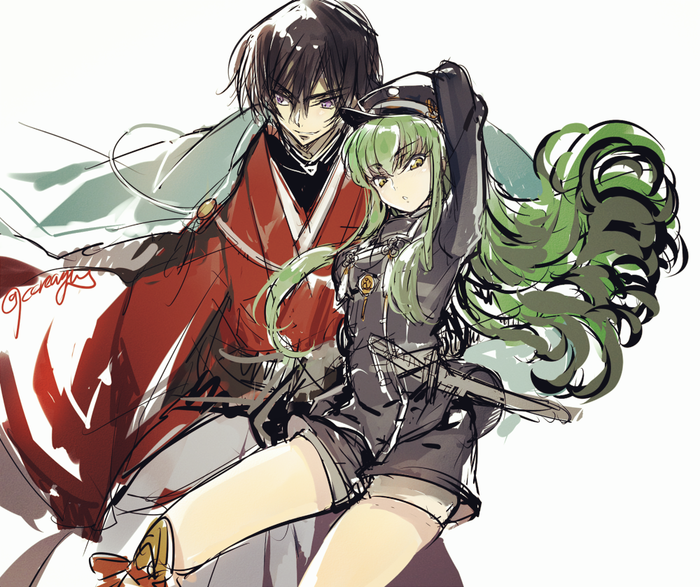 Safebooru - bare legs c.c. code geass creayus green hair hat japanese ...