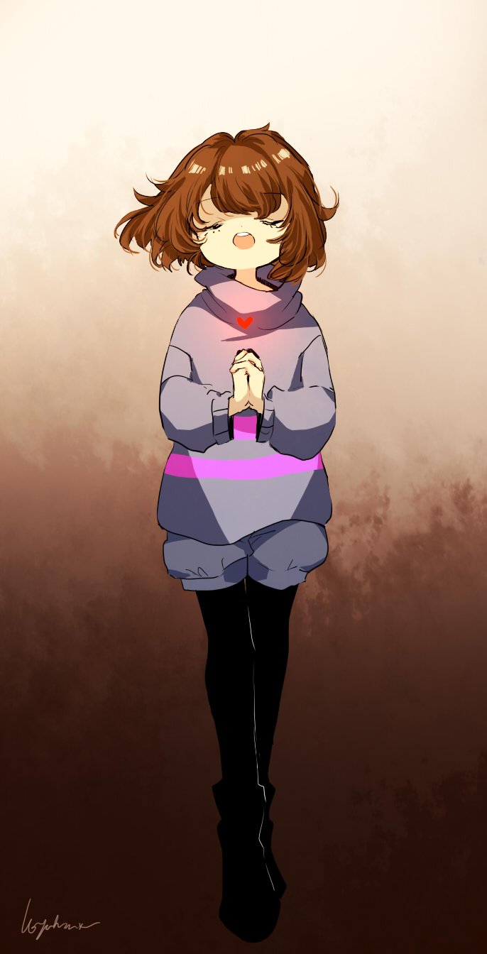 Safebooru - androgynous brown hair closed eyes frisk (undertale) full ...