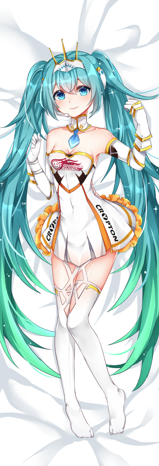 Safebooru - 1848066491 1girl aqua eyes aqua hair covered navel dakimakura dress elbow gloves ...