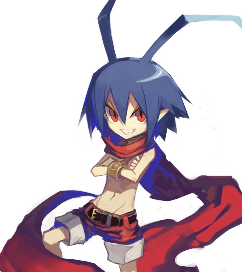 Safebooru - 1boy blue hair disgaea kokaki mumose laharl looking at ...