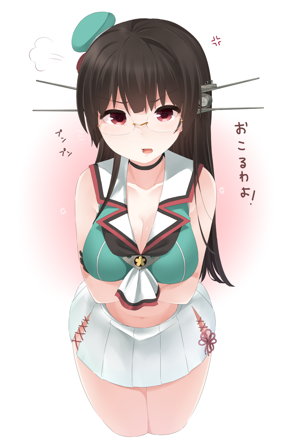 Safebooru - 1girl anger vein black gloves black hair breasts choukai (kantai collection ...