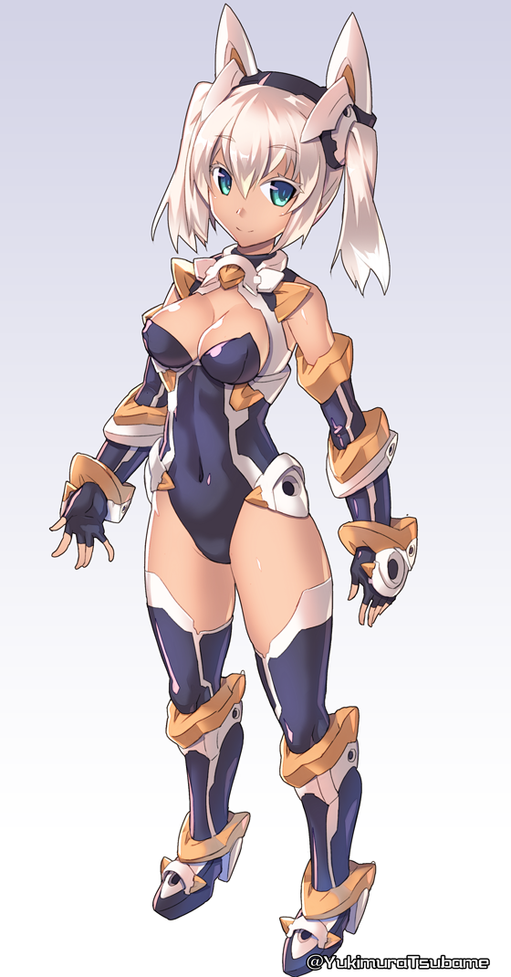 Safebooru - 1girl aqua eyes armor armored boots arms at sides artist name bangs bare shoulders ...