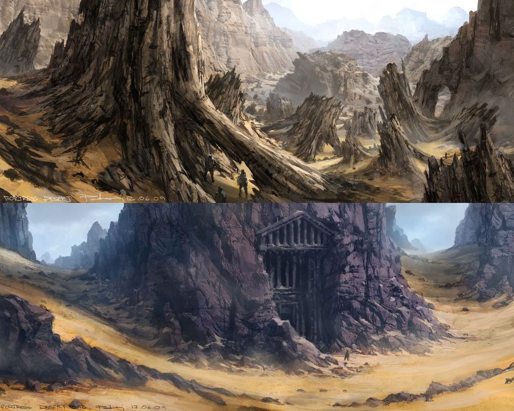 Safebooru - 2009 4boys arch blue sky canyon cliff concept art dated ...