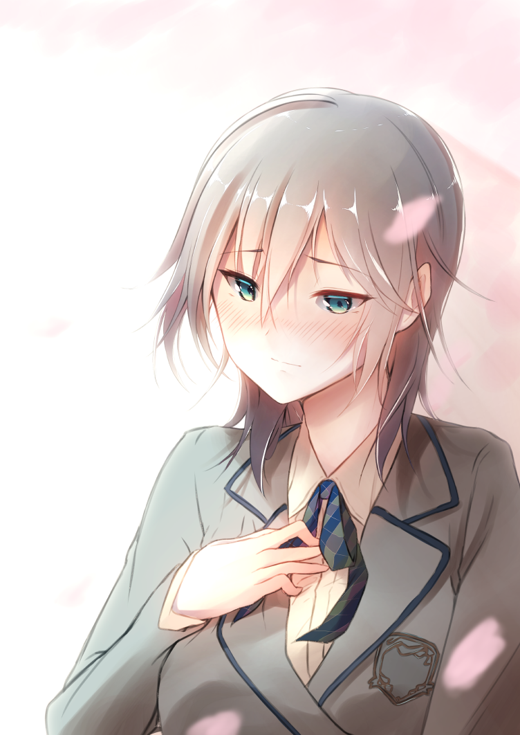 Safebooru - 1girl anastasia (idolmaster) blue eyes blush cherry blossoms idolmaster idolmaster ...