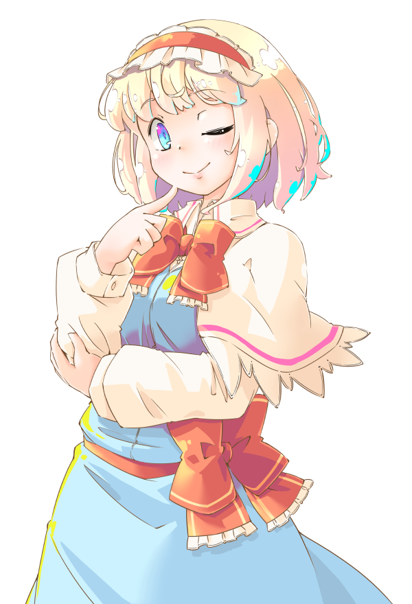 Safebooru - 1girl alice margatroid arnest blonde hair blue eyes capelet dress eyebrows eyebrows ...