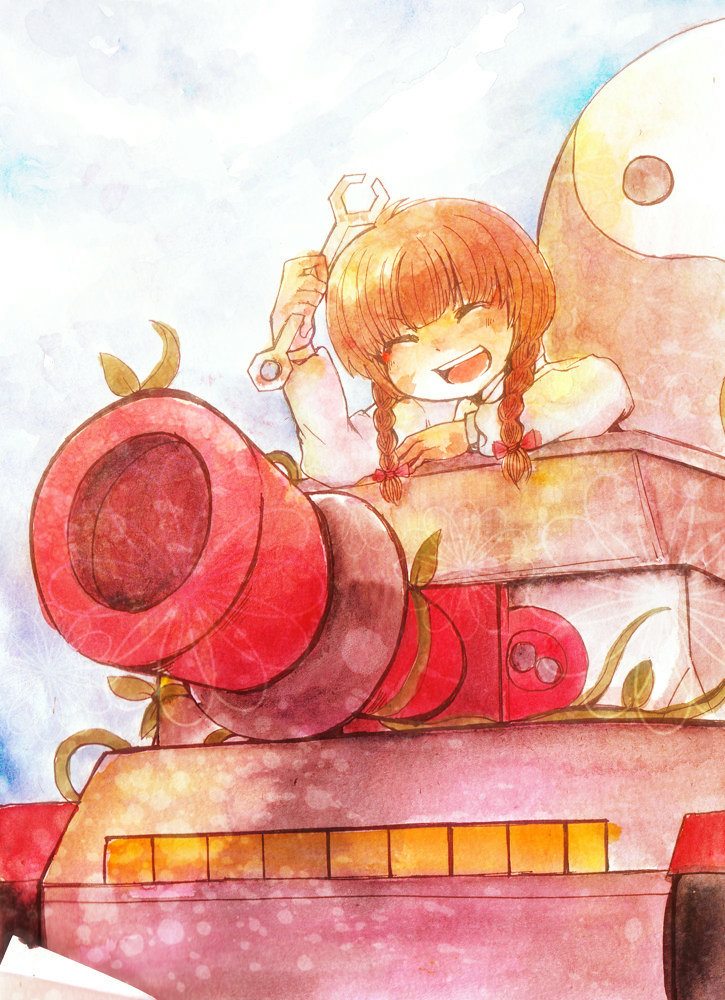 Safebooru - 1girl braid brown hair closed eyes flower tank military ...