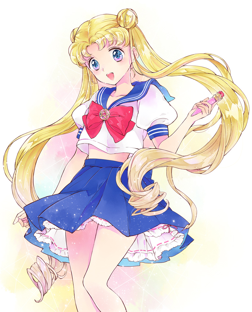Safebooru - 1girl bishoujo senshi sailor moon blonde hair blue eyes blue skirt bow brooch cowboy ...