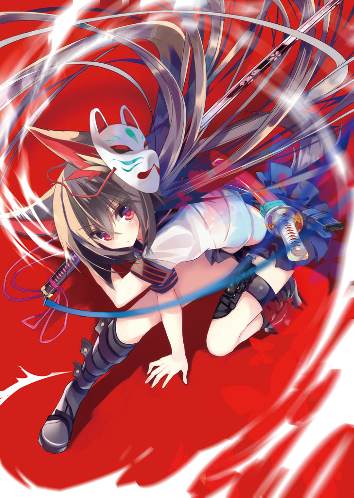 Safebooru - 1girl animal ears arm support black boots boots brown hair ...