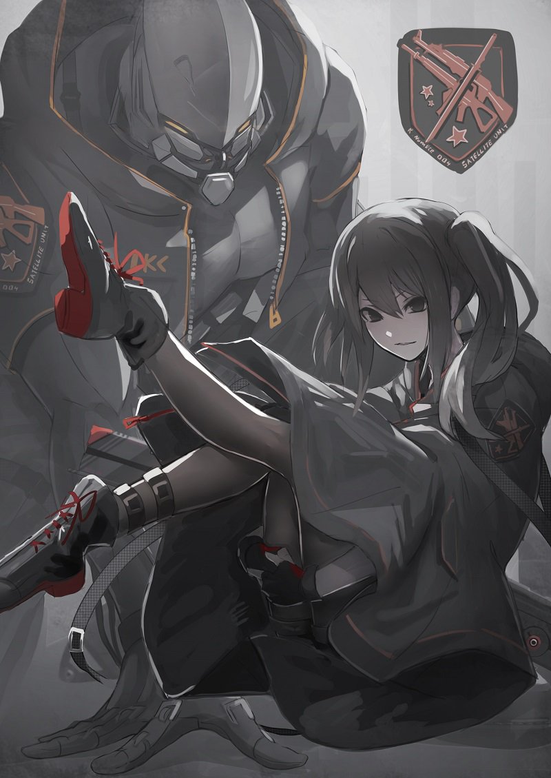 Safebooru - >:) 1boy 1girl black coat black eyes black hair black legwear black shoes emblem ...