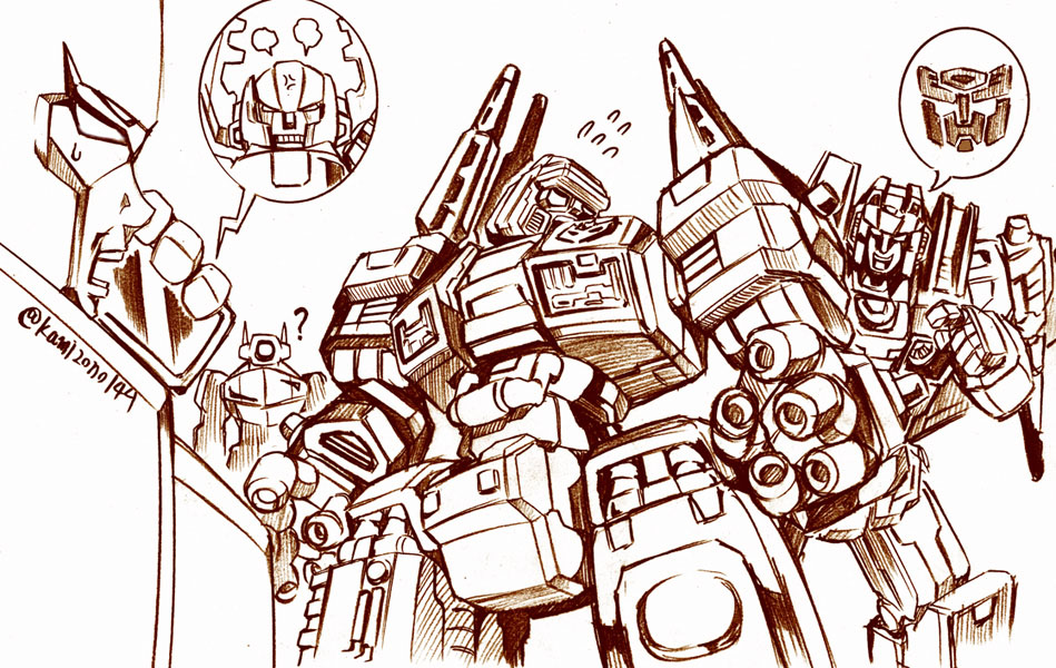 Safebooru - 5boys ? anger vein angry arm cannon autobot cannon ...