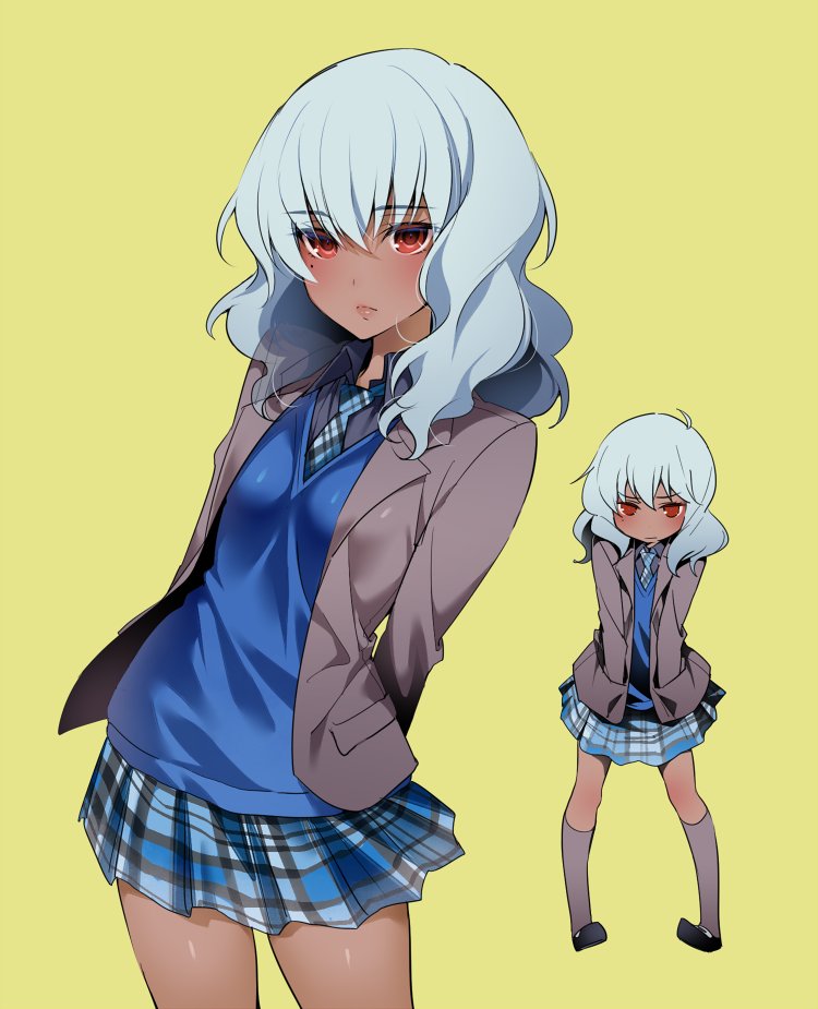 Safebooru - 1girl akira (natsumemo) arms behind back batman (series) blazer blue hair chibi dark ...