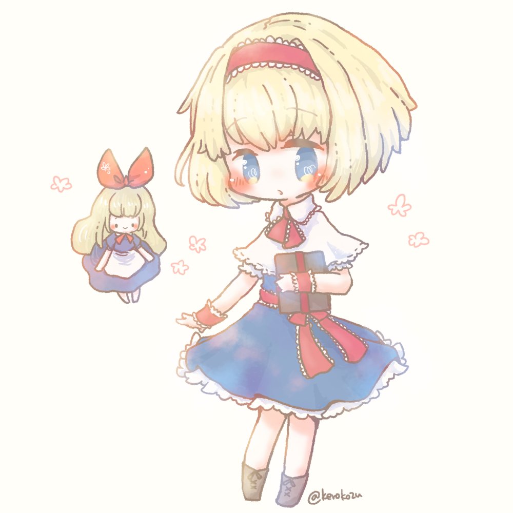 Safebooru - 2girls alice margatroid apron artist request ascot blonde hair blue dress blue eyes ...