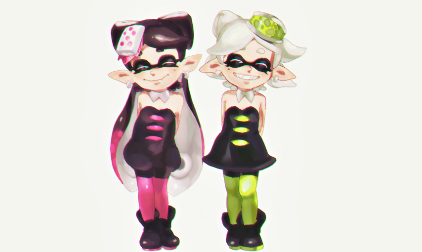 Safebooru - 2girls aori (splatoon) closed eyes collar earrings hotaru ...