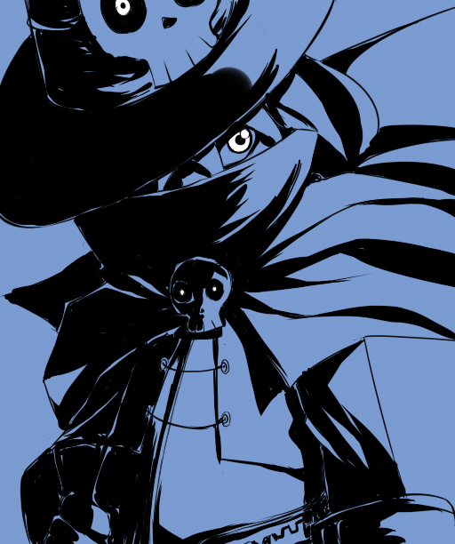 Safebooru - cloak digimon hat monochrome nana g nanag skull wizardmon ...