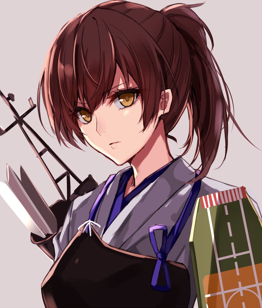 Safebooru - 1girl aosaki yukina arrow brown eyes brown hair flight deck japanese clothes kaga ...