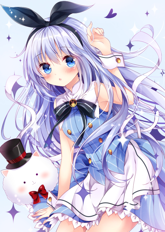Safebooru - blue eyes blue hair blush dress gochuumon wa usagi desuka? kafuu chino long hair ...