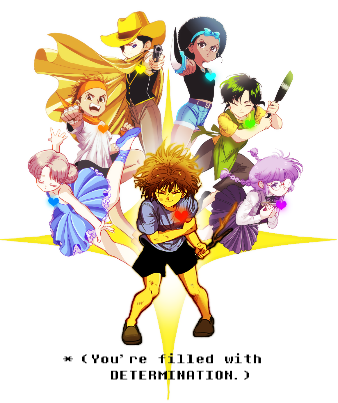 Safebooru - 3boys 3girls afro androgynous apron ballerina bandana braid ...