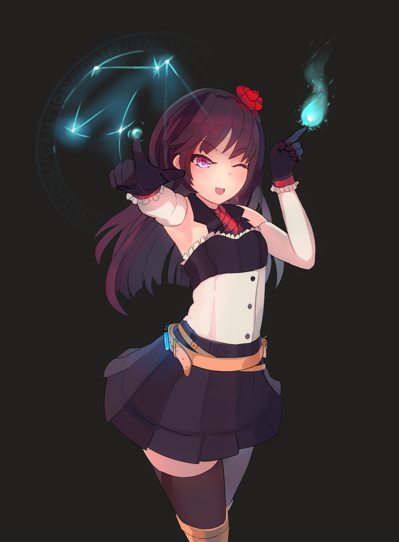 Safebooru 1girl D Belt Black Background Black Gloves Black Hair 0898