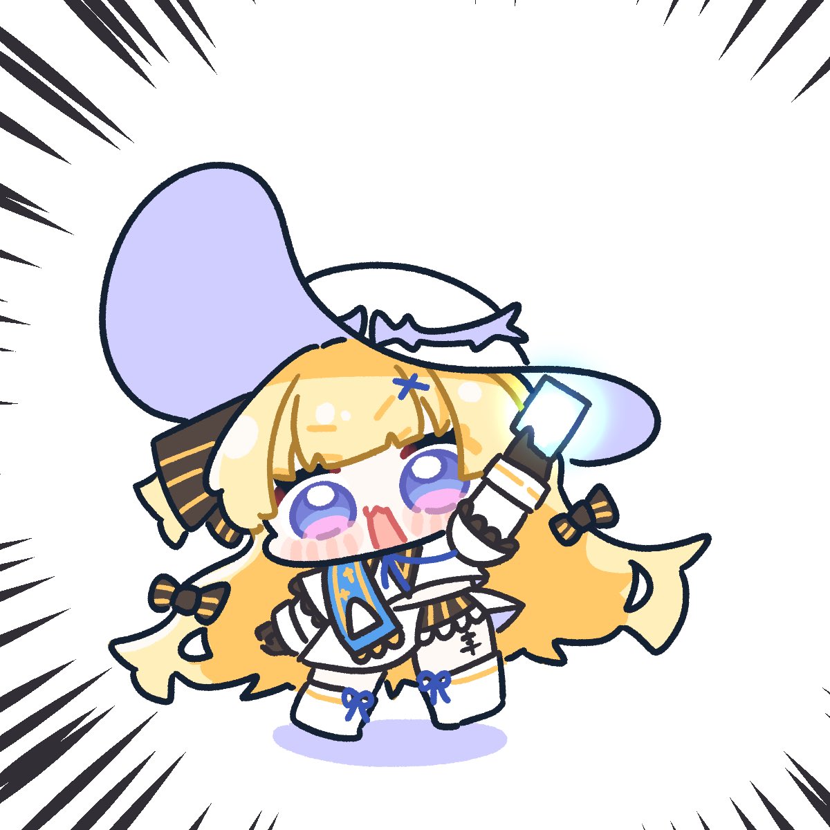 Safebooru - 1girl blonde hair blue eyes bow chibi chibi only gloves ...