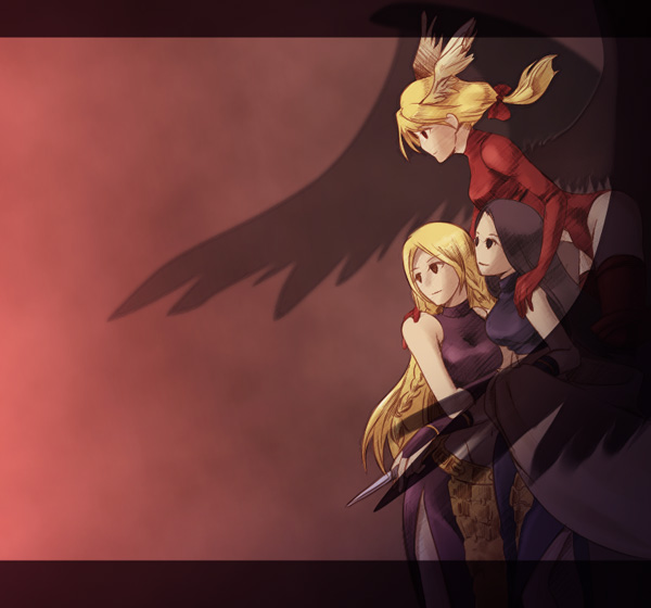 Safebooru - angel wings bad id black hair black wings blonde hair braid celia celia (cosplay ...