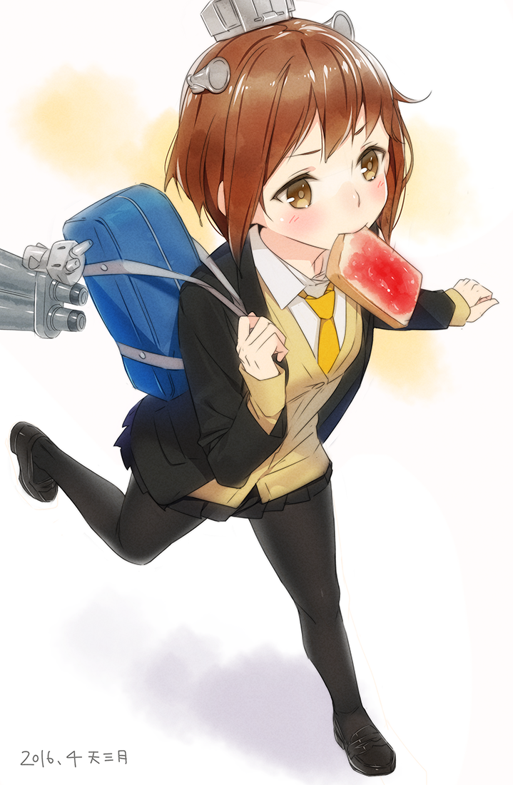 Safebooru - 1girl alternate costume ama mitsuki bag black legwear blazer brown eyes brown hair ...