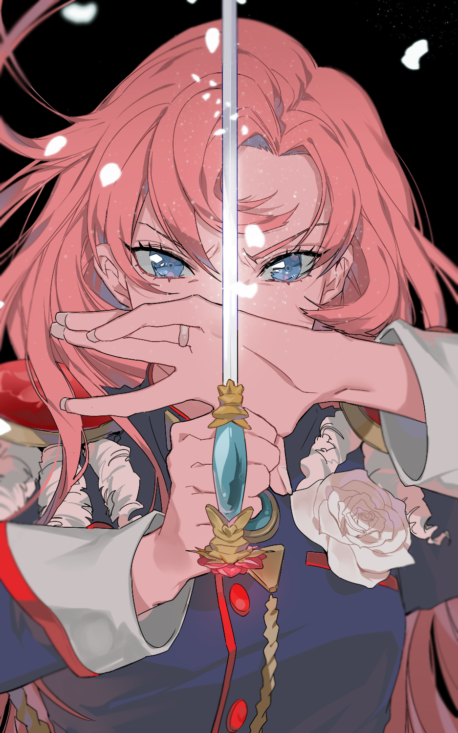 Safebooru - 1girl artist request blue eyes close-up covering mouth face ...