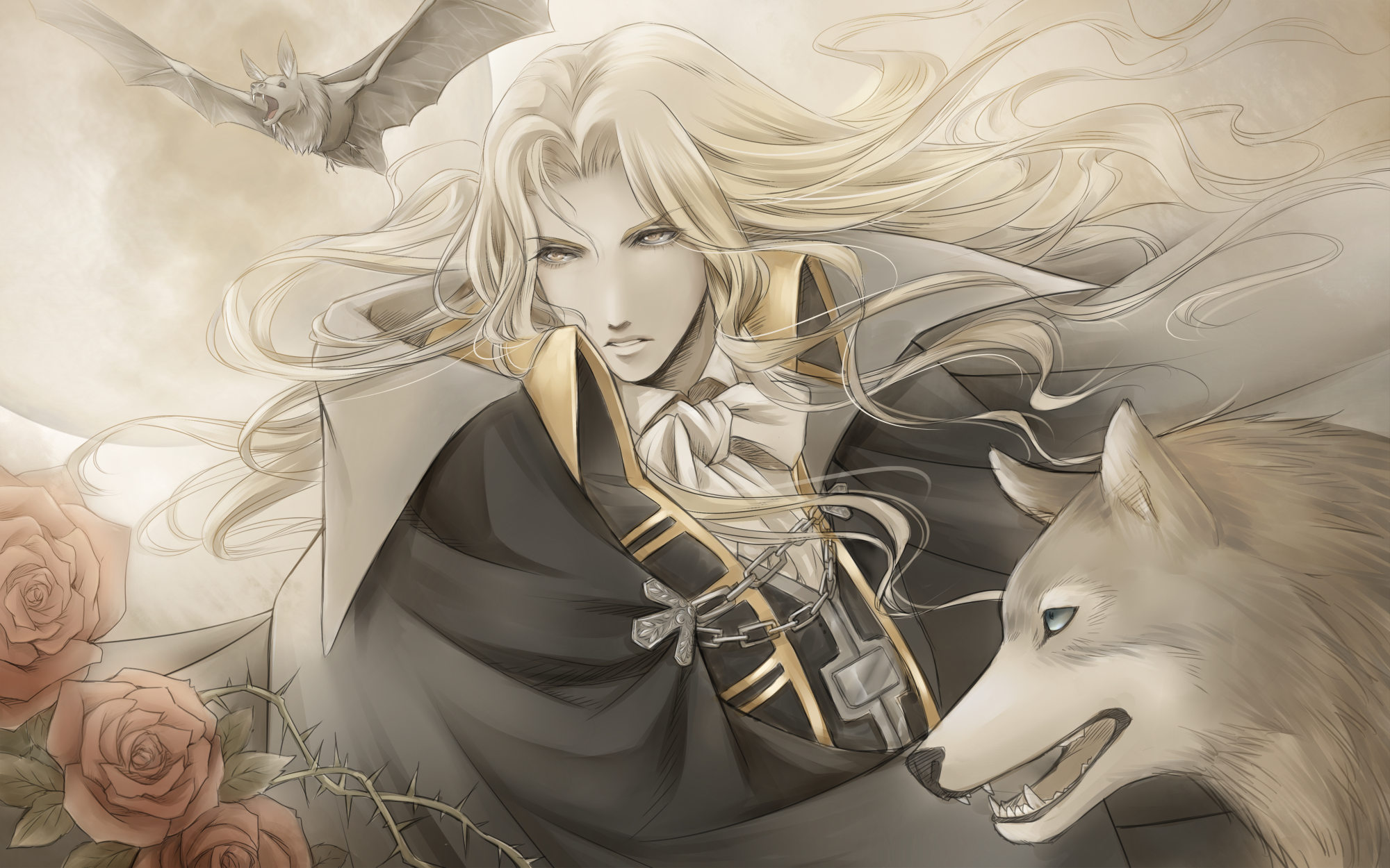 Safebooru - 1boy alucard (castlevania) bat blonde hair cape castlevania castlevania: symphony of ...