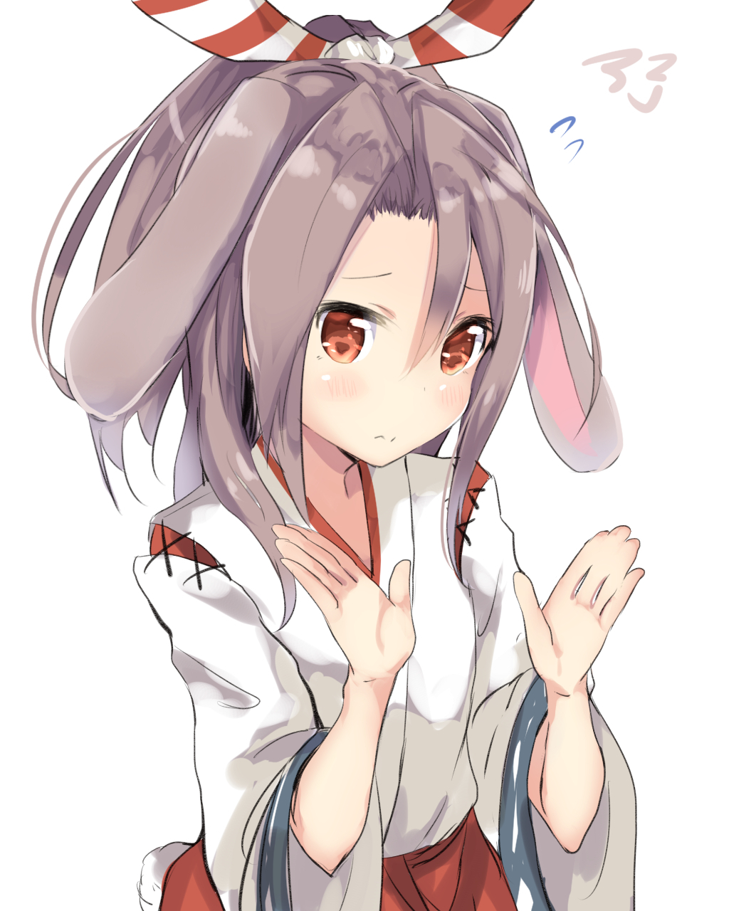 Safebooru - 1girl amano kouki animal ears blush brown eyes bunny tail flying sweatdrops ...