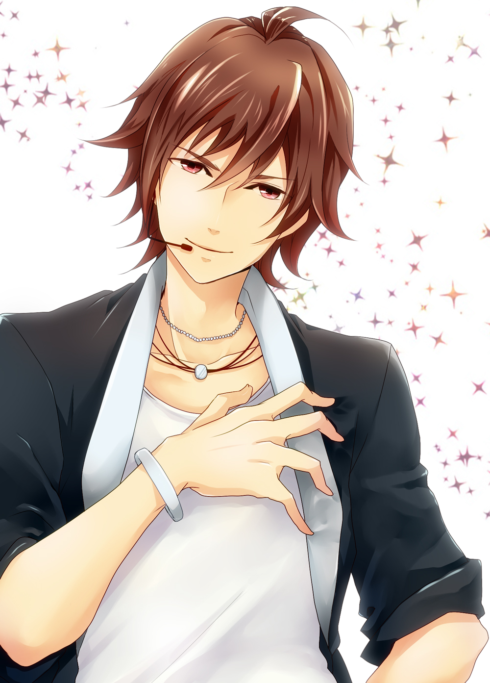 Safebooru - 1boy amagase touma brown eyes brown hair headset highres ...