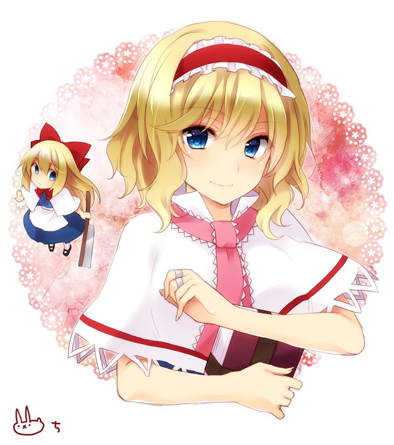 Safebooru - 1girl alice margatroid apron blonde hair blue dress blue eyes book bow capelet ...