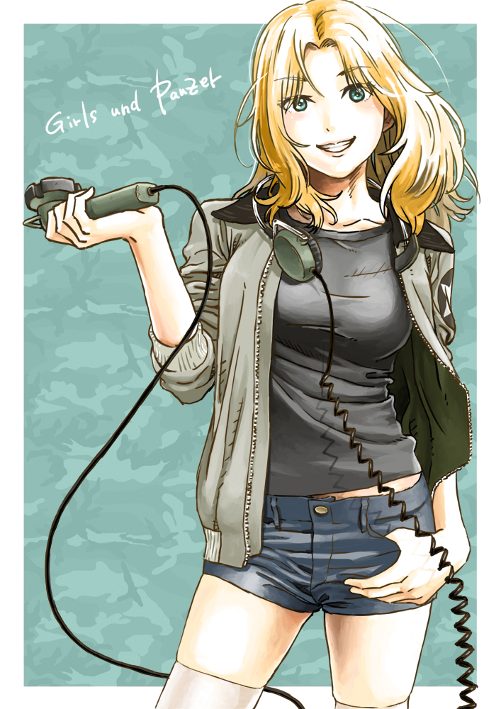 Safebooru - 1girl blonde hair blue eyes bomber jacket breasts girls und ...