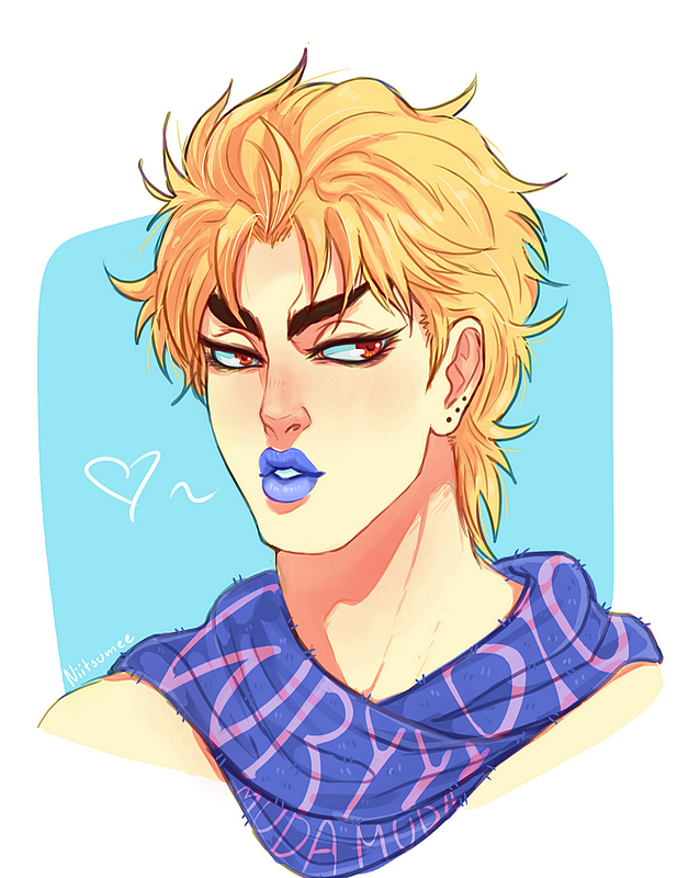 Safebooru - 1boy artist name birthmark blonde hair blue lipstick dio brando face heart jojo no ...