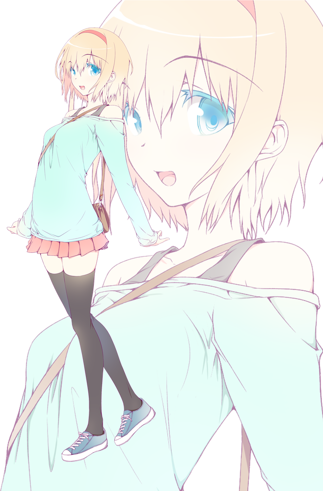 Safebooru - 1girl alice margatroid bag bare shoulders black legwear blonde hair blue eyes casual ...