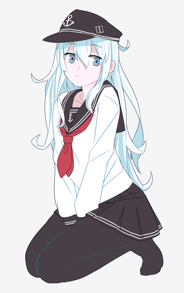 Safebooru - 1girl bangs blue eyes blue hair blue skirt full body hair between eyes hands on lap ...