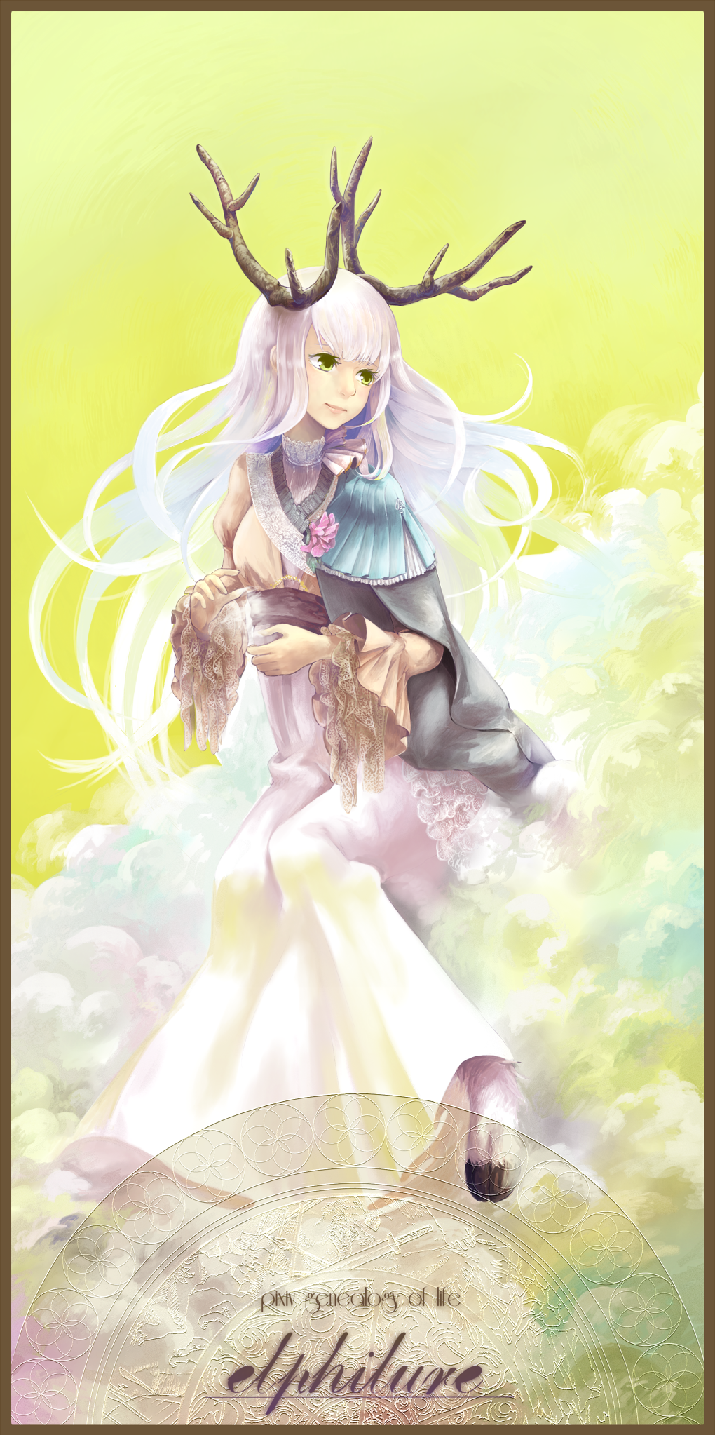 Safebooru - 1girl antlers centaur clouds copyright name dress highres ...